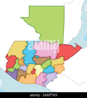Vector illustrated regional map of Guatemala with departments and ...