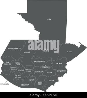 Vector regional map of Guatemala with departments and administrative ...