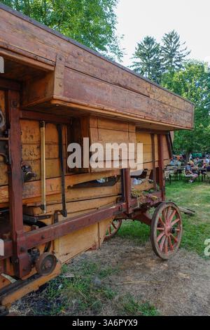 Antique Wooden Threshing Machine on Display Stock Photo - Alamy