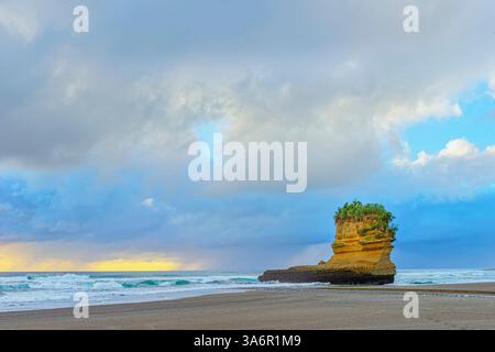 Rock formation shaped like a boot, Punakaiki, Paparoa National Park ...