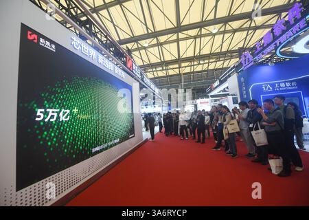 SHANGHAI, CHINA - MARCH 26, 2025 - Visitors visit SiCARRIER booth at SEMICON China 2025 in ...