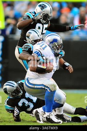 Detroit Lions defensive end Charles Harris, front left, sacks Atlanta ...