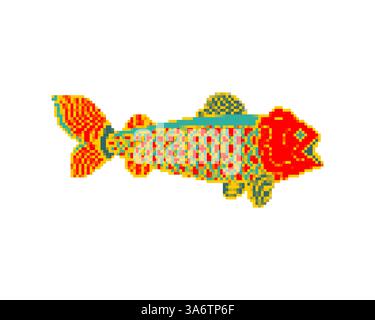 Goldfish Fish Pixel Art 8 Bit Animal Cartoon Stock Vector Image & Art ...