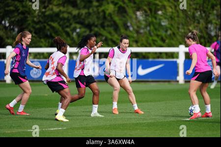 Chelsea's Lucy Bronze (centre) during a training session at Cobham ...