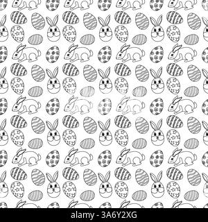 Seamless pattern with Easter Bunny. Happy Easter. Festive background. Rabbits, hares. Design for ...