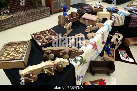 Wooden toys made by inmates at the FMC Training Center in Lexington, Ky ...