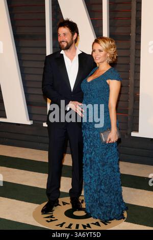 Sara Wells and Noah Wyle in the pressroom at the 2025 Creative Arts Emmy Awards at the Peacock ...