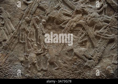 Assyrian wall relief showing an attack on Lachish, about 700-692 ВС ...