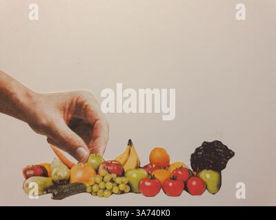 Hand reaching for healthy fruit and vegetables Stock Photo - Alamy