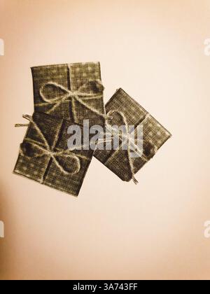 Card with three packages Stock Photo - Alamy