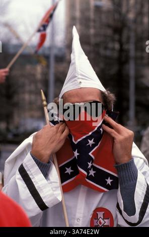 Dec 11, 1992; Atlanta, GA, USA; A 'skinhead' holds the U.S. flag during ...