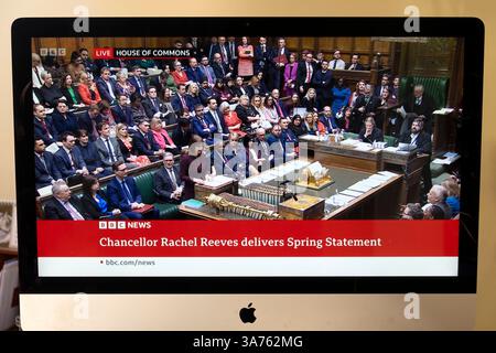 Screen grab of Chancellor of the Exchequer Rachel Reeves (right) crying ...