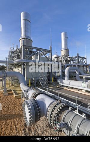 Huntingdon gas compression station, Cambridgeshire, UK. Shows highly ...