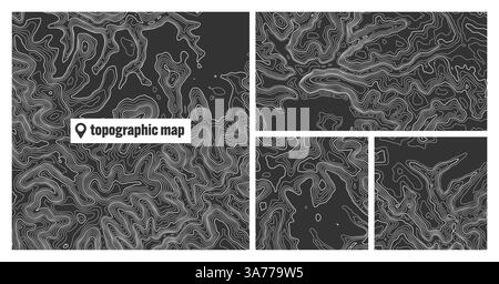 Colorful topographic map sets with contour lines. Geographic terrain ...