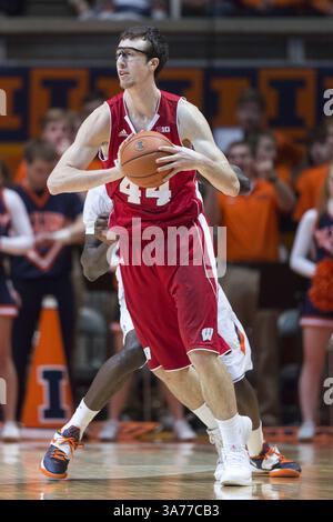 Wisconsin forward Frank Kaminsky against Northwestern's Gavin Skelly ...