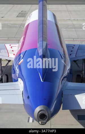 Markings on the wing of an Airbus A320, arrows indicate the escape ...