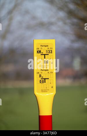 Marker sign of a long distance gas pipeline, Mülheim, Germany Stock ...