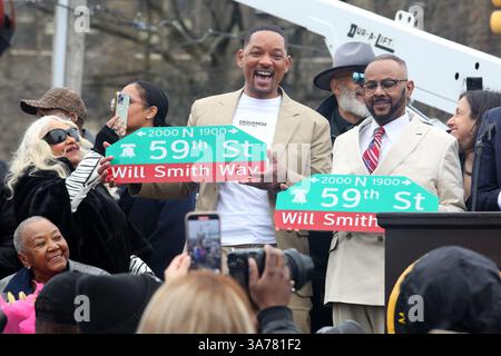 Will Smith pictured in Philadelphia at a street name change from 59th ...