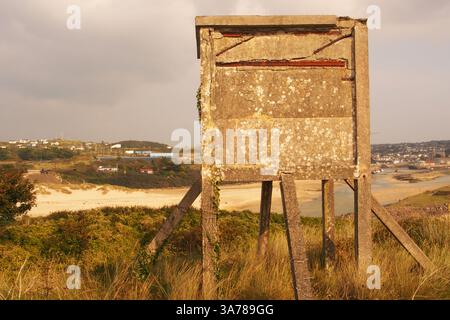 A World war 2 stilted, concrete look out post above Porthkidney Sands ...