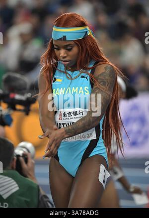 Denisha Cartwright of the Bahamas competing in the 60m hurdles semi ...