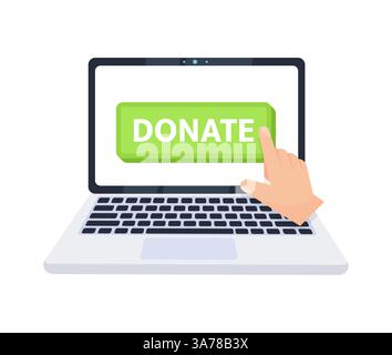 Donate green button icon. Vector donate now online fundraising sponsor ...