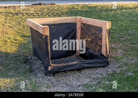 Photo of temporary silt fence, silt trap, around a storm inlet on a ...