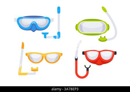 Scuba diving Equipment Snorkeling Masks, Scuba Diver Tools of Different ...
