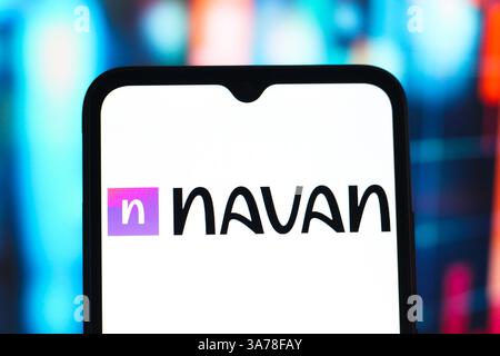 In this photo illustration, a Navan logo is seen on a smartphone and in ...