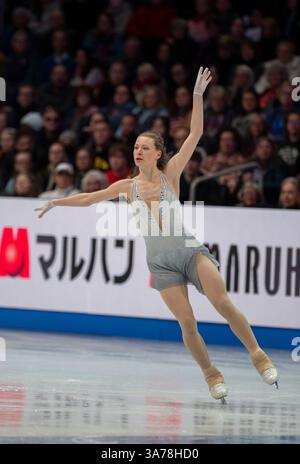 Lorine Schild of France performs in Women's free skating Program during ...