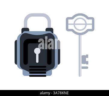 padlock open element to protection the information Stock Vector Image ...