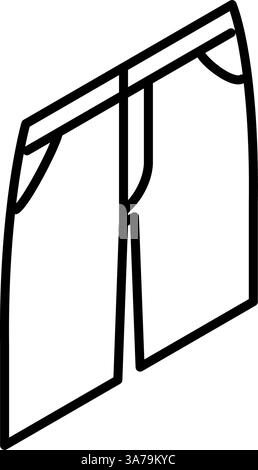 Bottoms, half pants, simple line drawing icon in black and white ...