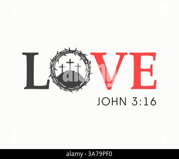 Love lettering with crown thorns. Easter Sunday, He is risen ...