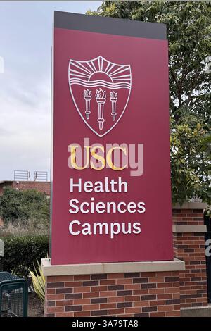 A sign at the USC Health Sciences Campus, Wednesday, March 12, 2025, in ...