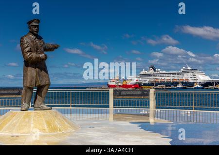 Ships in Punta Arenas. Big modern cruise liner in the sea seen from the ...
