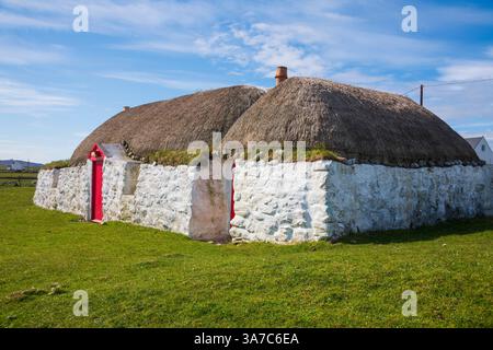 Traditional hebridean cottage, Isle of Tiree, Inner Hebrides, Scotland ...