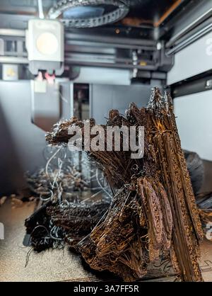spaghetti failure on a 3D printer caused by high temperatures turning ...
