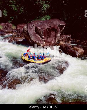 Australia. Queensland. Tully River. Inflatable rafting. White water ...