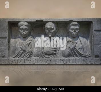 Roman funerary relief of Lucius Ampudius Philamusus, freedman of Lucius ...