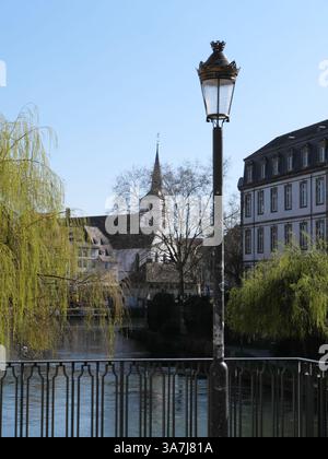 Streetlamp with a church in the background Stock Photo - Alamy