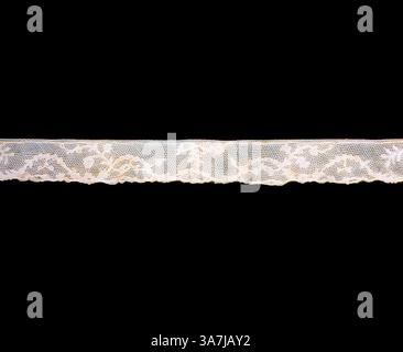 A delicate strip of lace featuring intricate floral and geometric ...