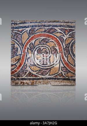 Roman British mosaic pavement with geometric acanthus scroll work in ...