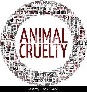 Animal Cruelty vector illustration word cloud isolated on white ...