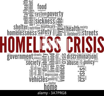 Homeless Crisis vector illustration word cloud isolated on white ...