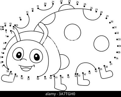 Dot to Dot Ladybug Farm Animal Isolated Coloring Stock Vector Image ...