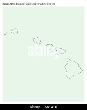 O'ahu island map of Hawaii. Simple outline. Vector hand drawn ...