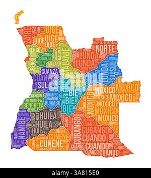 Angola region word cloud. Country shape design. Angola colored ...