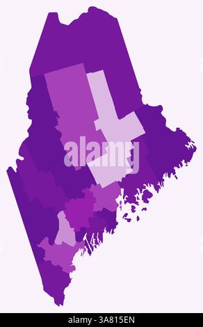 Map of Maine with counties. Just a simple state border map with county ...