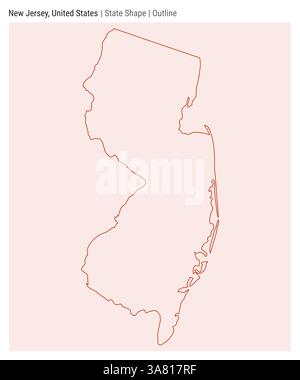 new jersey NJ state map shape outline silhouette simplified USA vector ...