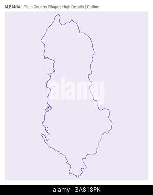 Albania plain country map. High details. Solid regions style. Shape of ...