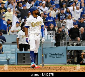 Los Angeles Dodgers' Teoscar Hernandez, right, celebrates with Mookie ...